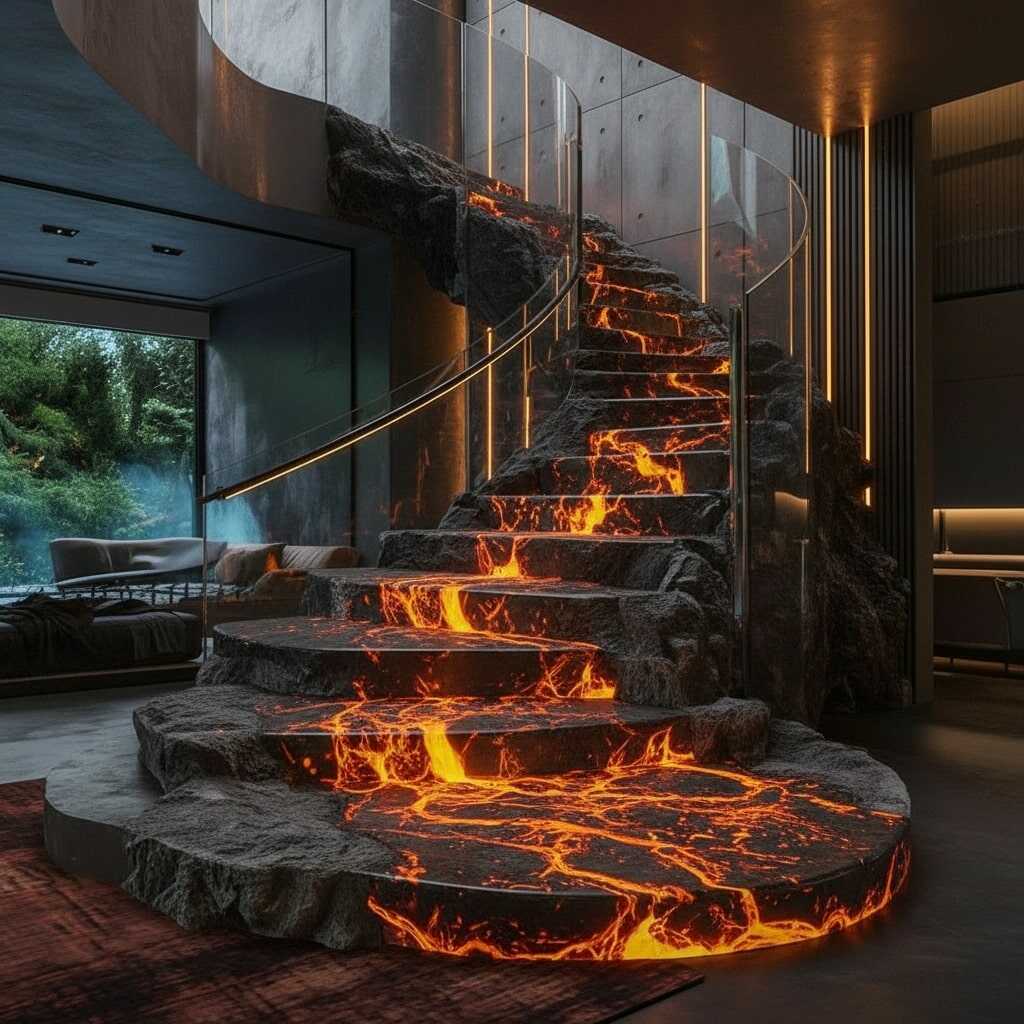 Lava Inspired Staircase Ideas That Bring Volcanic Drama Indoors ...