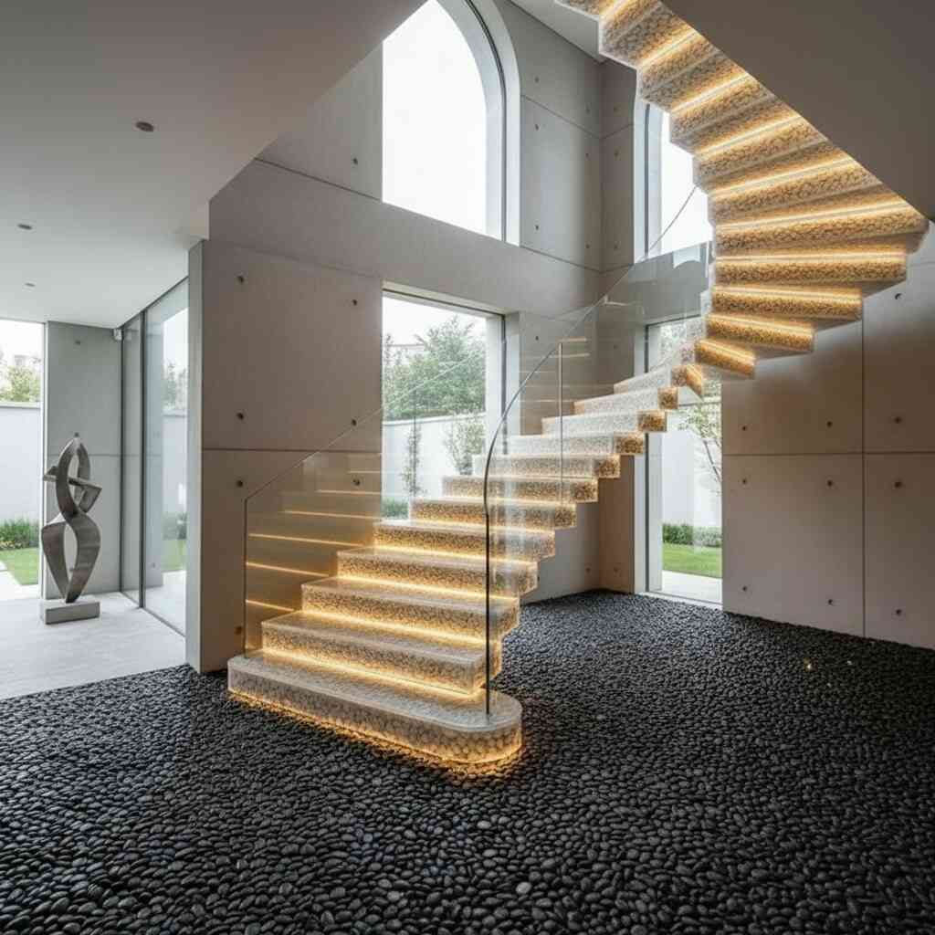 How a Pebble Epoxy Themed Staircase Enhances Safety and Style in Modern ...
